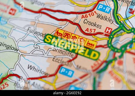 Road map of Yorkshire, England, showing the Harrogate and Wetherby area ...