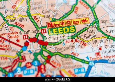 Road Map of Leeds, Yorkshire, England Stock Photo - Alamy