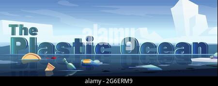 Clean and dirty water. Save ocean, waste in sea and cleaning underwater ...