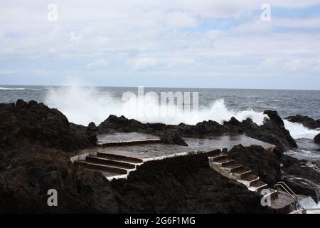 Garachico natural pool on Tenerife, Canary Island, Spain Stock Photo ...
