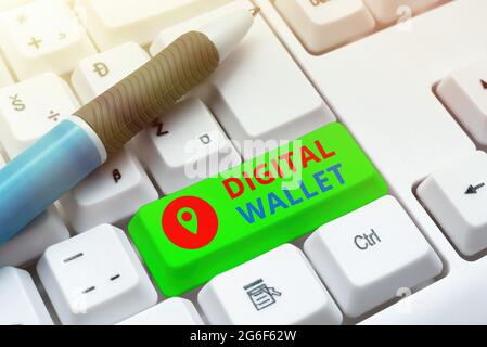 Sign displaying Digital Wallet, Word Written on a financial account ...