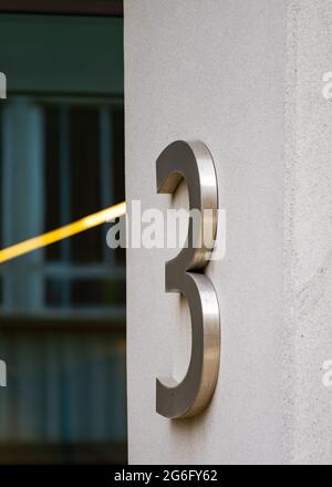 Steel font Number 3 THREE 3D Stock Photo - Alamy
