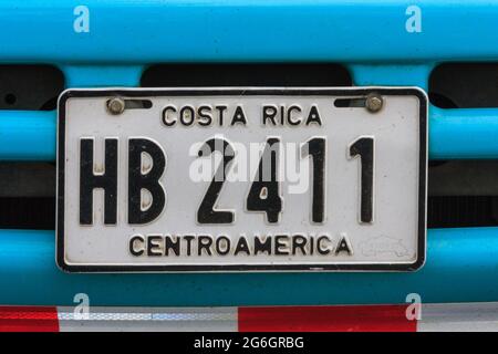 Close up of Costa Rica license plate in San Jose Costa Rica Central ...