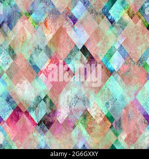 Diamond shapes seamless background. Watercolor colorful abstract mosaic ...