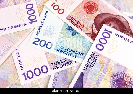 A closeup of Norwegian currency bank notes Stock Photo - Alamy