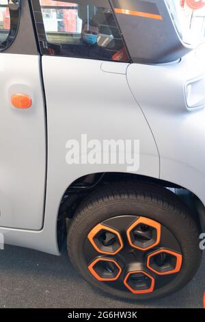 Electric Citroen Ami micro car zero emission parked. Modern 2-passenger ...