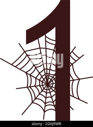 Number 9 with spider web icon design template vector illustration Stock ...