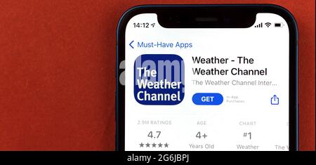 Kharkov, Ukraine - July 2, 2021: The Weather Channel application on ...