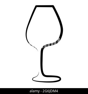 Glass cup, wine glass one line continuous drawing. Empty glass or ...