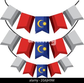 Malaysia flag garland bunting decoration isolated on light background ...