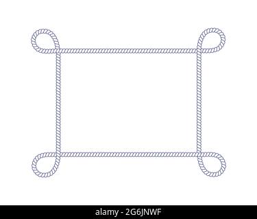 Rectangle rope frame in retro yacht style. Nautical design element for ...