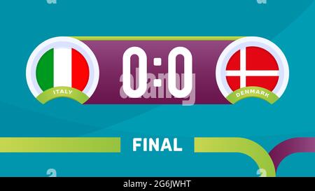 italy vs denmark match vector illustration Football 2020 championship ...