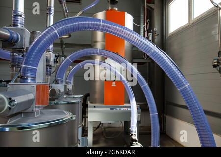 Part of production equipment. Hoses, pipes. Part of machine for ...