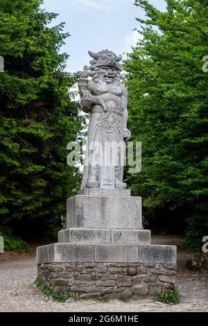 Pustevny, Czech Republic. 19th June, 2021. The statue of Radegast, an ...