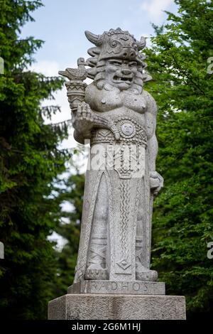 Pustevny, Czech Republic. 19th June, 2021. The statue of Radegast, an ...