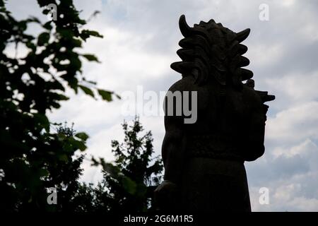 Pustevny, Czech Republic. 19th June, 2021. The statue of Radegast, an ...