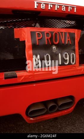 Prova Registration Italian plate on a test Ferrari Testarossa 1987 ...