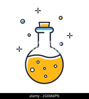 Retort glass flask icon. Laboratory glass equipment silhouette. Vector ...