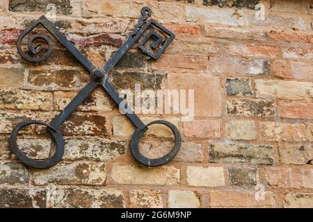 Wall ties in brick masonry. A close-up of a masonry wall tie, mesh wall ...