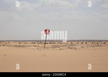 A stop sign in the Dubai desert, UAE Stock Photo - Alamy