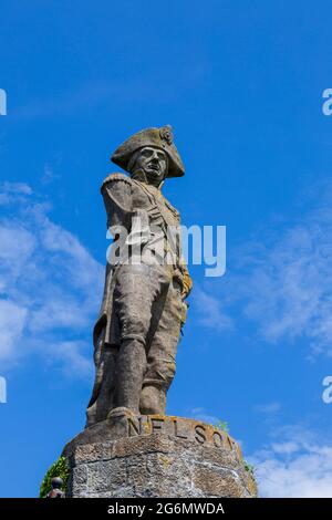 Nelson's Statue on the Wales Coast Path along the Menai Strait ...