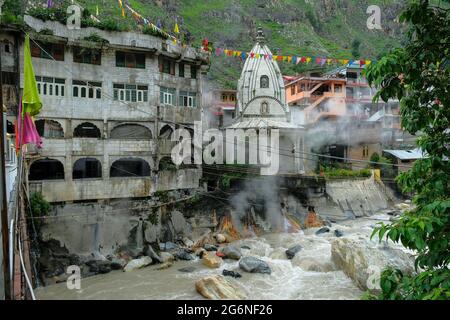 Manikaran, India - June 2021: Gurudwara Sahib Manikaran with thermal ...