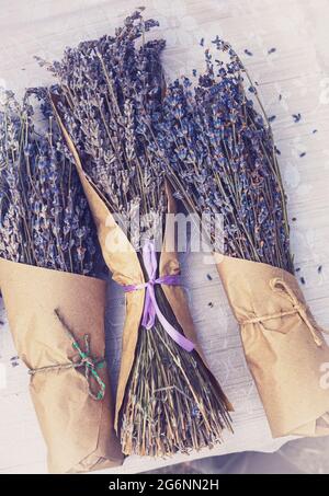 Bouquet of lavender flowers on light background Stock Photo - Alamy