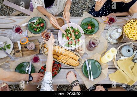Dining table with food outdooors Stock Photo - Alamy