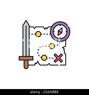 Adventure game olor line icon. Computer games genres. Pictogram for web ...