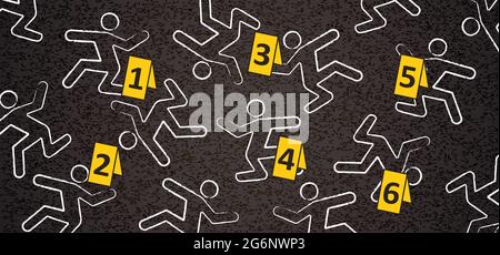 Chalk outline from the murder scene. Crime scene, place of murder ...
