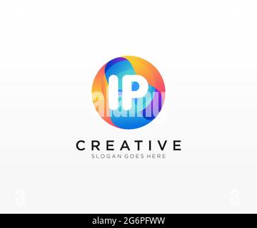 Initial IP logo template with modern frame. Minimalist IP letter logo ...