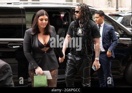 Paris, France. 7th July, 2021.Kalash, Kevin Valleray and his wife Clara ...