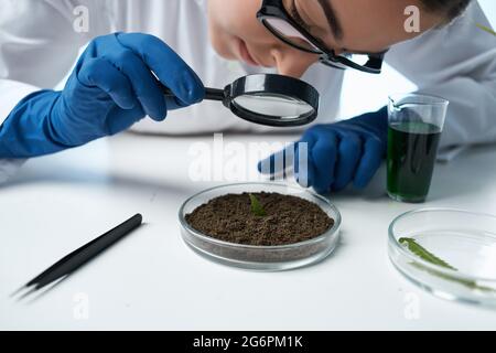 female laboratory assistant biologist soil research biotechnology Stock ...