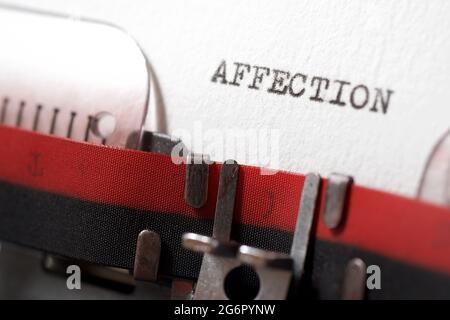 The word affection written with a typewriter Stock Photo - Alamy