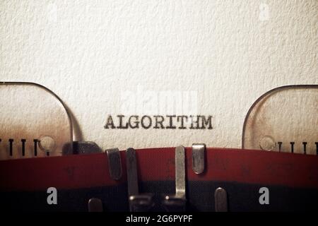 The word algorithm written with a typewriter Stock Photo - Alamy