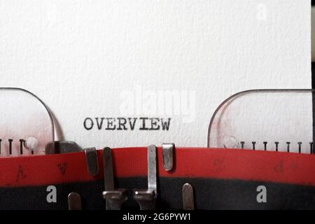 The word overview written with a typewriter Stock Photo - Alamy