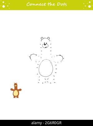 Dot to Dot Bear Isolated Coloring Page for Kids Stock Vector Image ...