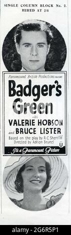 VALERIE HOBSON and BRUCE LISTER in BADGER'S GREEN 1934 director ADRIAN ...