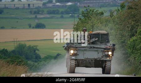 British army FV432 Bulldog armored personnel carrier on exercise on ...