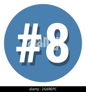 number Eight icon symbol on abstract geometric background with long ...