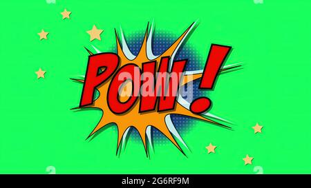 3d illustration - Word pow In Comics Style Stock Photo - Alamy