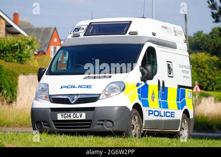 A roadside, mobile speed camera van in Lancashire Stock Photo - Alamy
