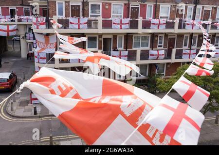 England flags decorate Kirby Estate in London, ahead of England's first ...