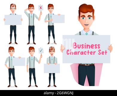 Office man presenting business report at work flat line black white ...