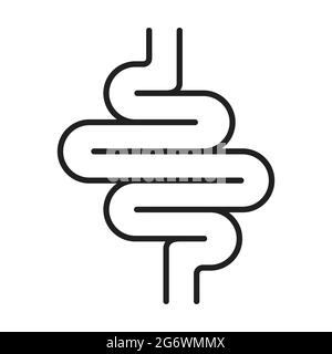 Human large intestines isolated outline thin line icon. Vector ...