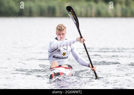 Potsdam, Germany. 05th July, 2021. Canoeist Jacob Schopf trains in the ...