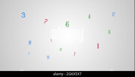 Digital image of colorful random letters in alphabets moving against ...