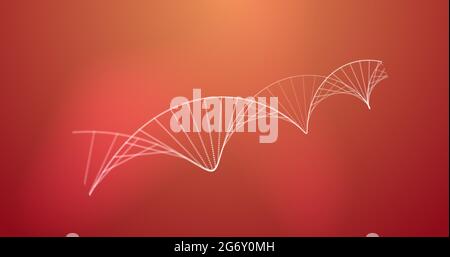 3D DNA structure forming against orange background Stock Photo - Alamy