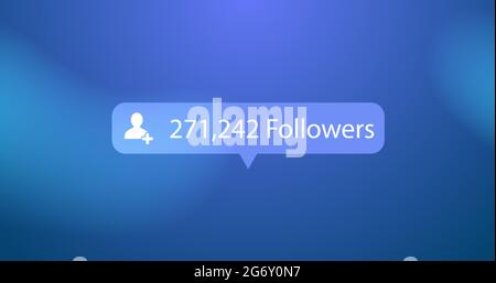 Profile icon with increasing followers against pulsating circles over ...