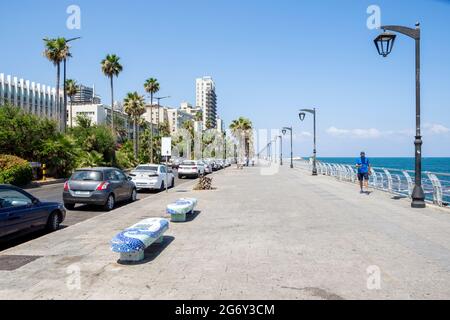 Promenade by the Mediterranean sea in Manara Beirut Lebanon Middle East ...